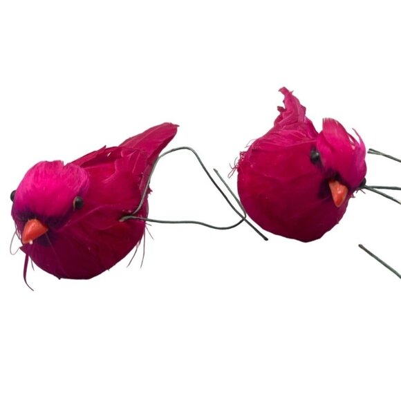 unknown | Holiday | Christmas Ornament Decor Birds Feathers Wire Red ...
